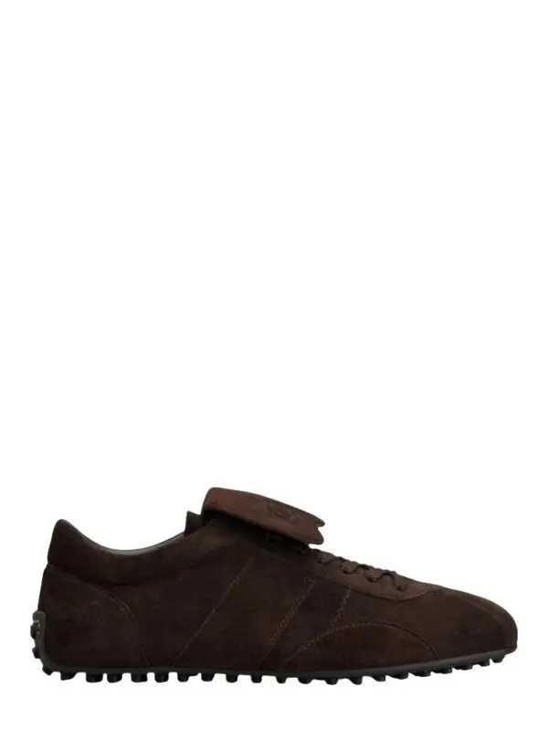 TOD'S Suede Round Toe Sneakers With Removable Tag - Brown