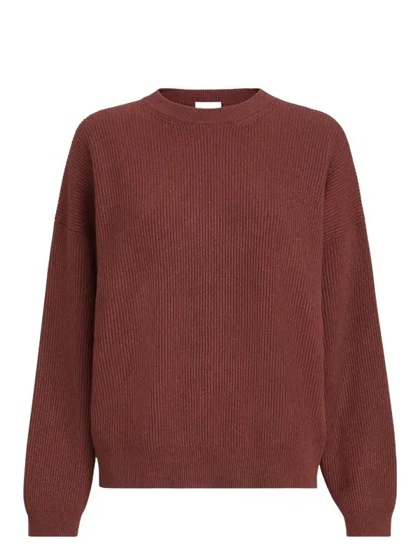 Brunello Cucinelli Long-sleeve Ribbed Knit Crew Neck Sweater - Ruby