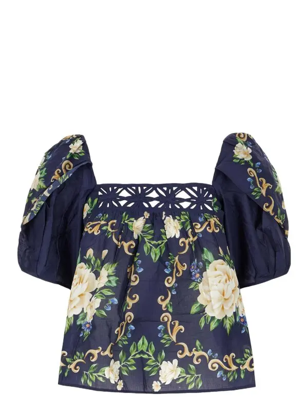 Farm Rio Floral Patterned Decorative Blouse - Multicolor