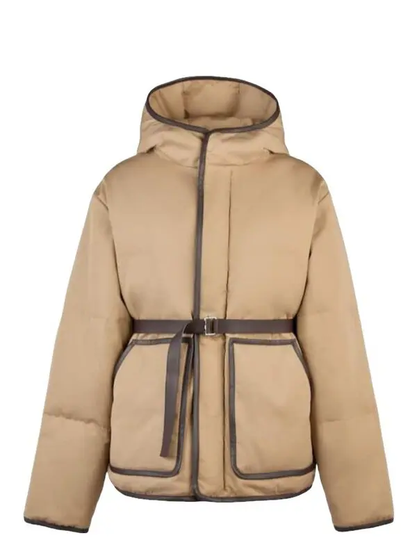 TOD'S Long-sleeved Hooded Cotton Jacket With Zip Fastening - Nude