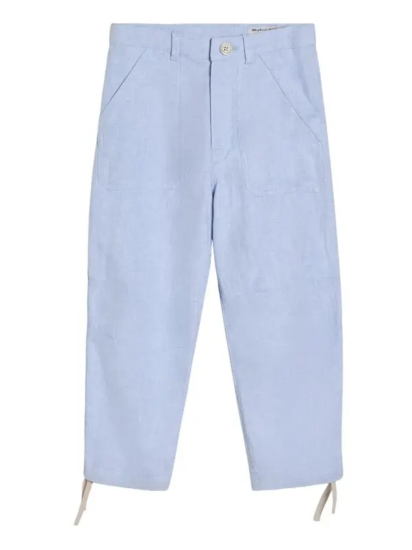 Brunello Cucinelli Hemp, Linen And Cotton Diagonal Utility Trousers - Sky-blue