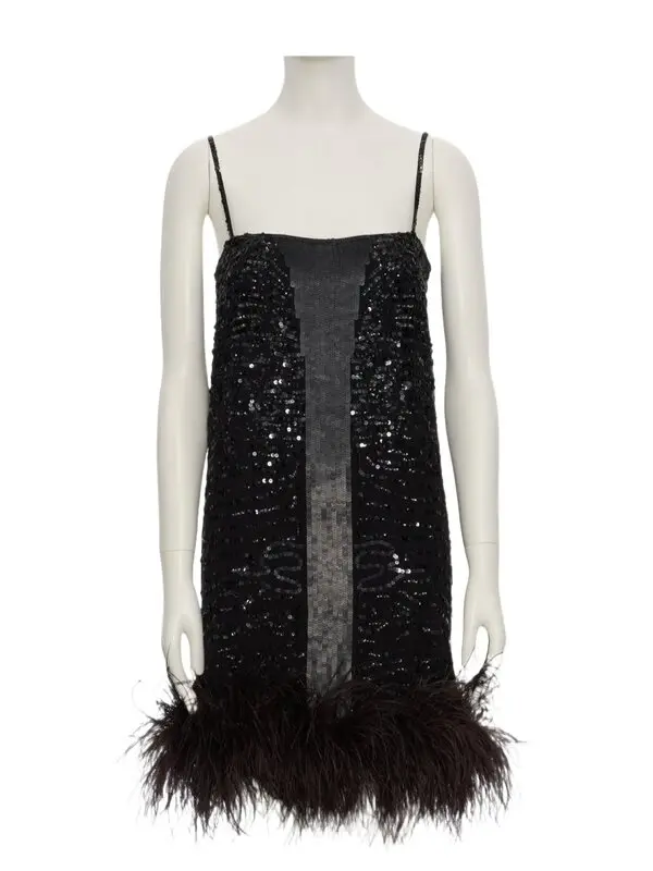 Valentino Garavani Sequined Cami Dress With Feather Trim - No