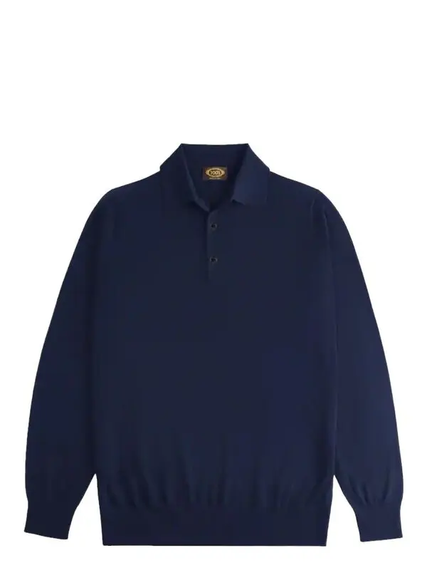 TOD'S Wool Polo Collar Knit Sweater - Blue