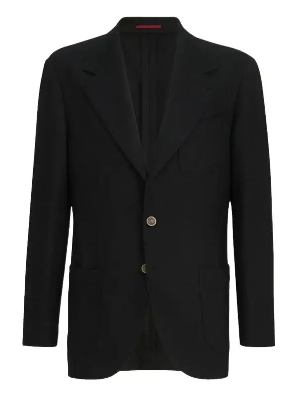 Brunello Cucinelli Cashmere Panama Deconstructed Blazer With Patch Pockets - Black