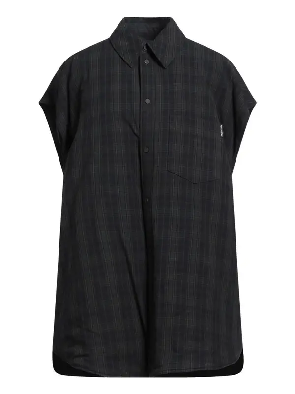 Balenciaga Checked Tartan Coat - Black