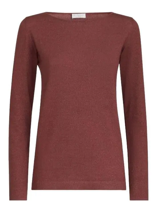 Brunello Cucinelli Sparkling Cashmere And Silk Lightweight Sweater - Ruby