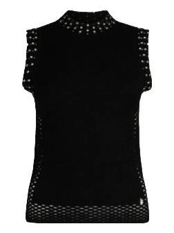 Liu Jo Bejewelled Perforated Gilet - Black