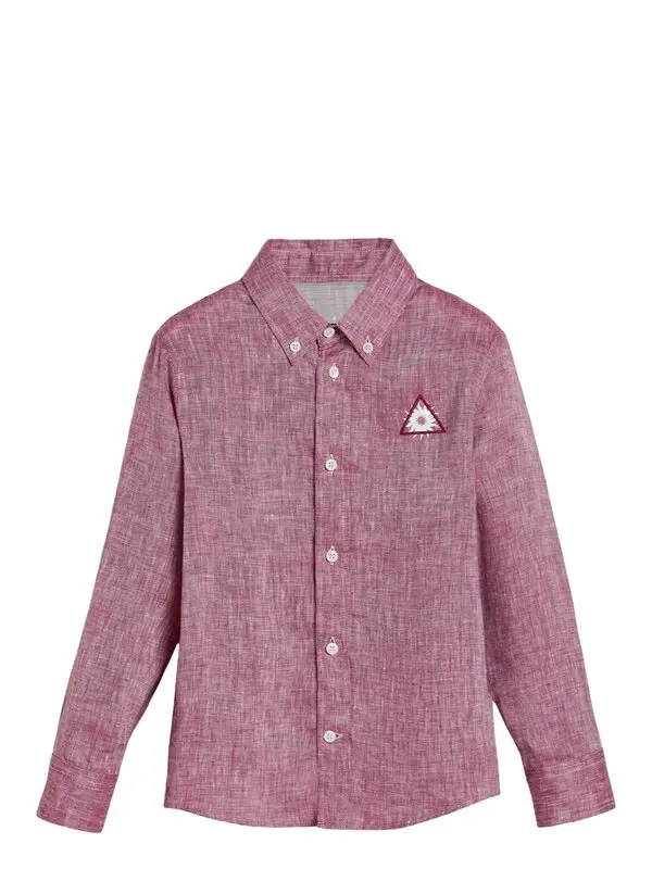 Brunello Cucinelli Motif Linen Button-down Shirt - Strawberry
