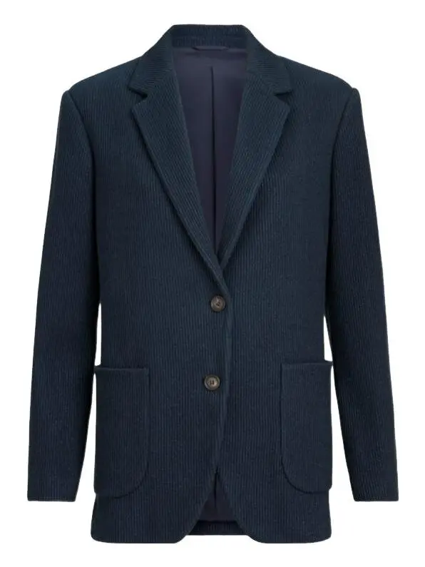 Brunello Cucinelli Sparkling Cotton And Viscose English Rib Knit Blazer With Monili - Black