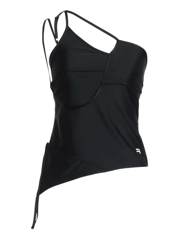 Balenciaga One-shoulder Asymmetrical Top With Logo Detail - Black