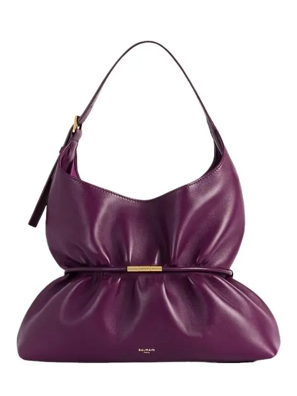 Balmain Sphynx Medium Bag In Smooth Leather - Purple