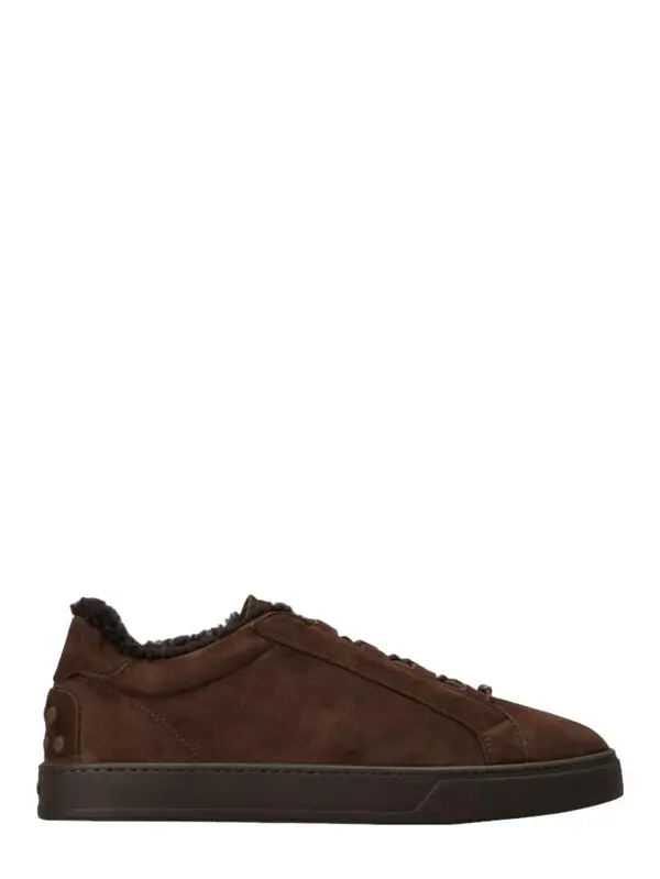 TOD'S Suede Shearling Lined Sneakers - Brown