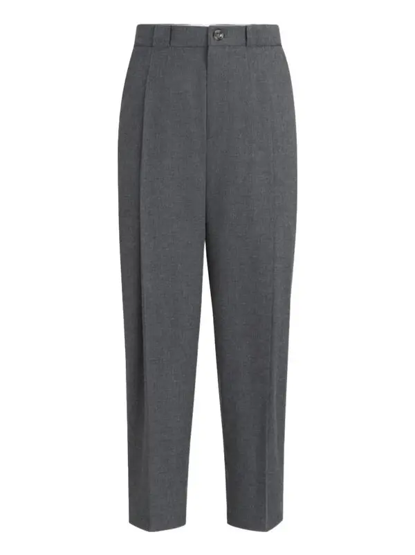 Brunello Cucinelli Virgin Wool, Cotton, And Silk Mouliné Pleated Trousers - Anthracite