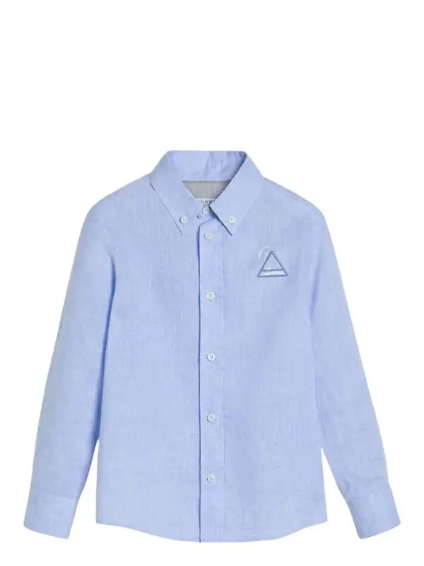 Brunello Cucinelli Motif Linen Button-down Shirt - Azure