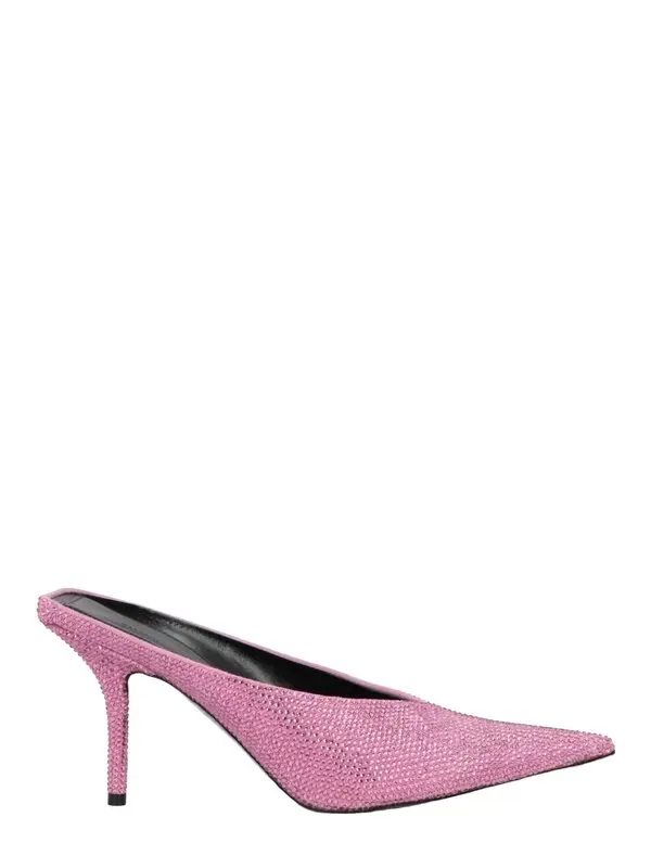 Balenciaga Crystal-embellished Leather High Heel Mules - Pink