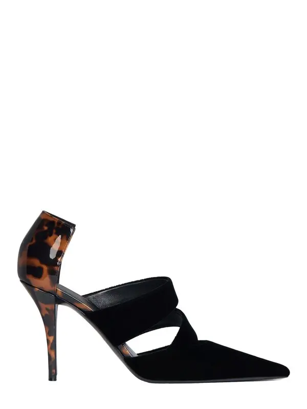 Balmain Velvet And Printed Patent Leather Pumps - Black