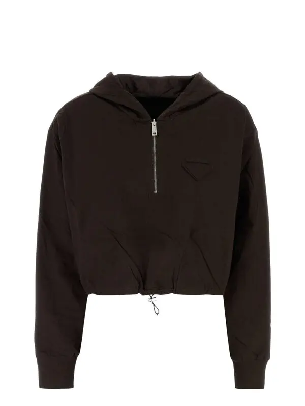 Prada Half-zipped Drawstring Hoodie - Black