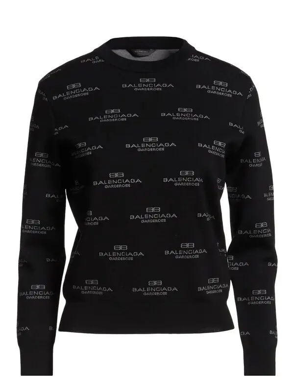 Balenciaga Logo-print Crewneck Jumper - Black