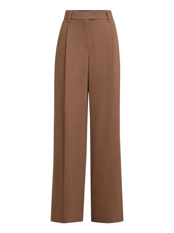 Brunello Cucinelli Virgin Wool And Viscose Tricotine Loose Pleated Trousers With Monili - Brown