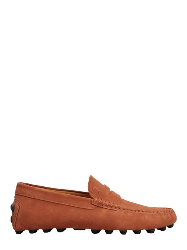 TOD'S Suede Round Toe Loafers - Orange
