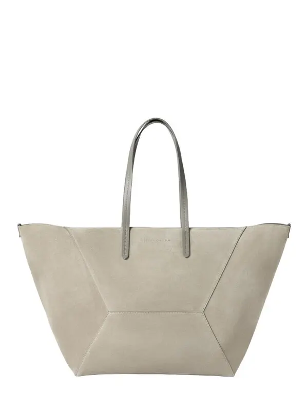 Brunello Cucinelli Large Suede Tote Bag - Khaki