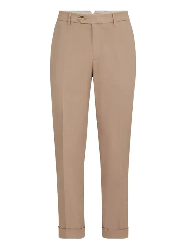 Brunello Cucinelli Garment-dyed Italian-fit Trousers In American Pima Comfort Cotton Gabardine - Brown