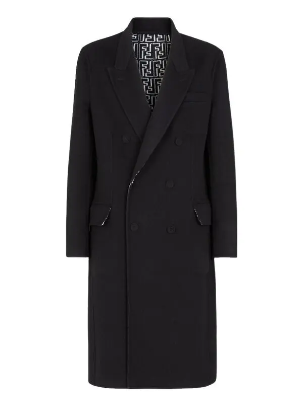 Fendi Reversible Monogram Double-breasted Coat - Black