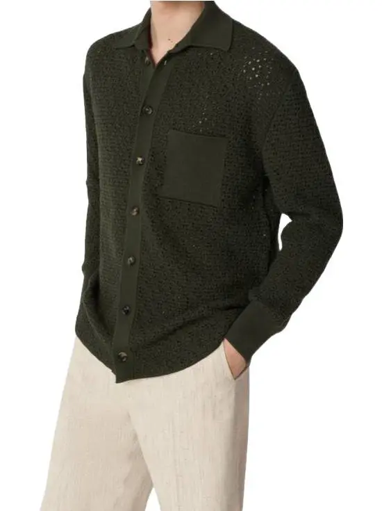 Bottega Veneta Cotton Crochet Knit Shirt - Shrub