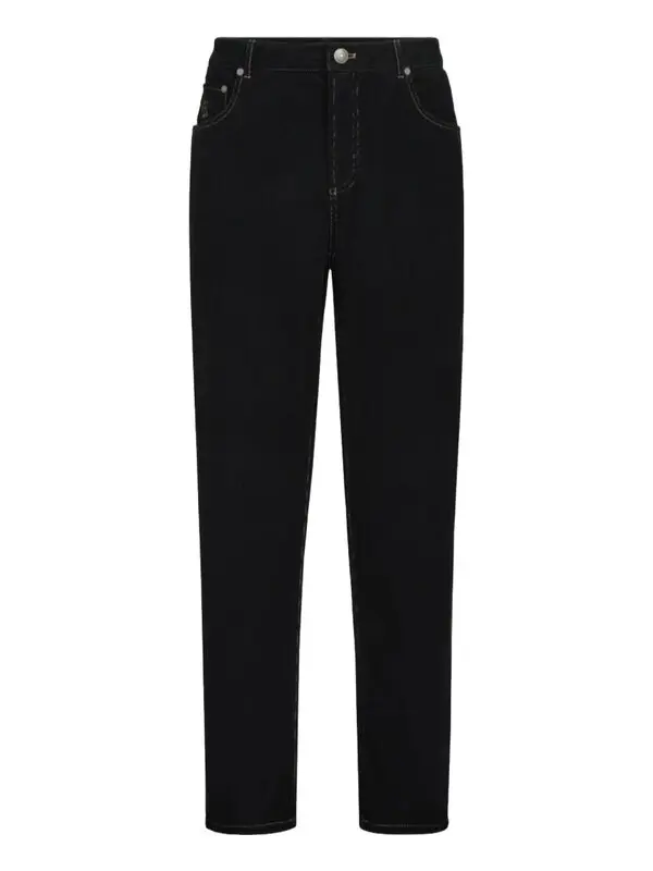 Brunello Cucinelli Garment-dyed Five-pocket Trousers In Cotton Narrow Wale Corduroy - Black