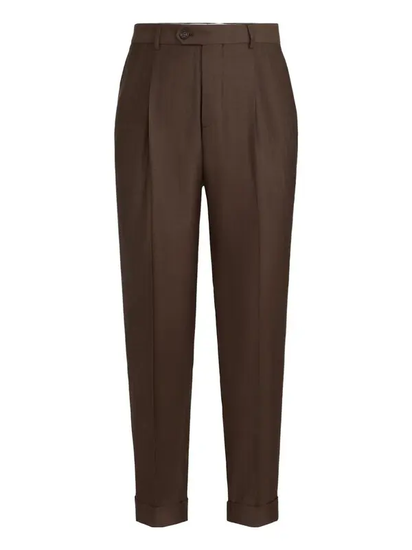 Brunello Cucinelli Virgin-wool And Cashmere Trousers With Pleat - Brown