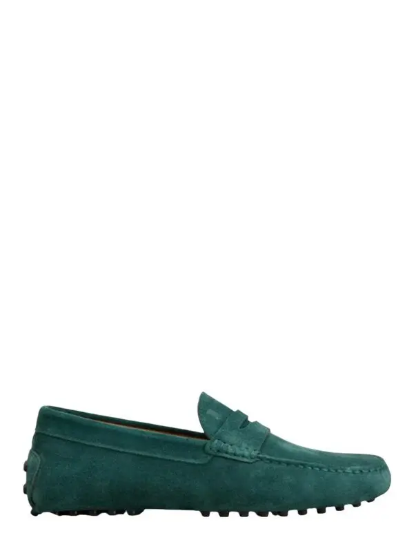 TOD'S Round Toe Suede Loafers - Green