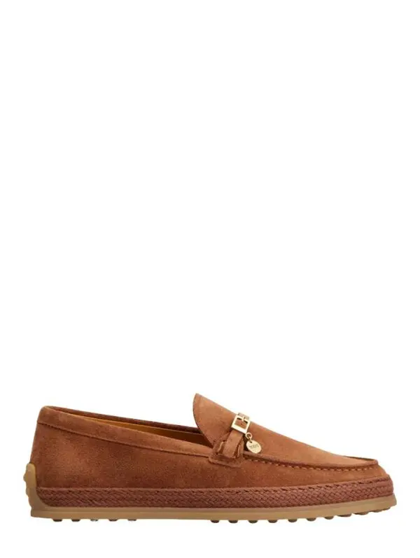 TOD'S Suede Loafers With Mini Pin-buckle - Brown