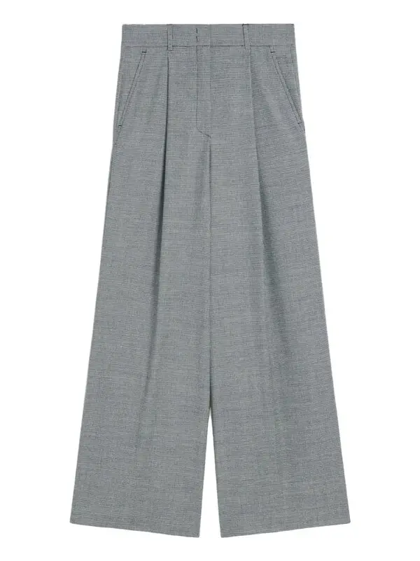 Max Mara Wool Flannel Wide-leg Pants - Gray