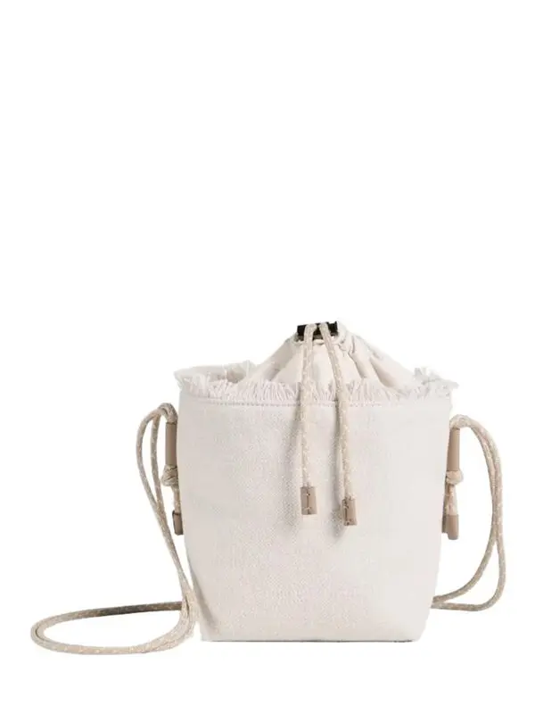 Brunello Cucinelli Canvas And Techno Cotton Taffeta Bucket Bag - Ivory