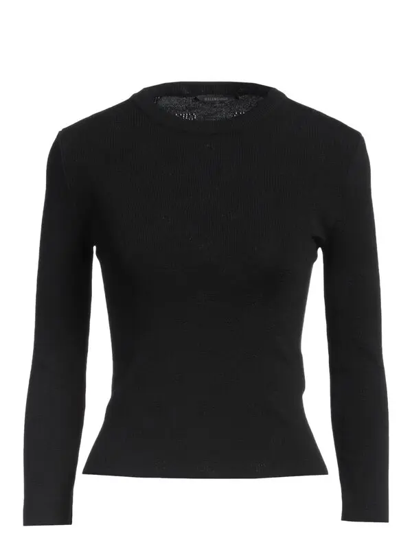Balenciaga Round Neck Knit Sweater - Black