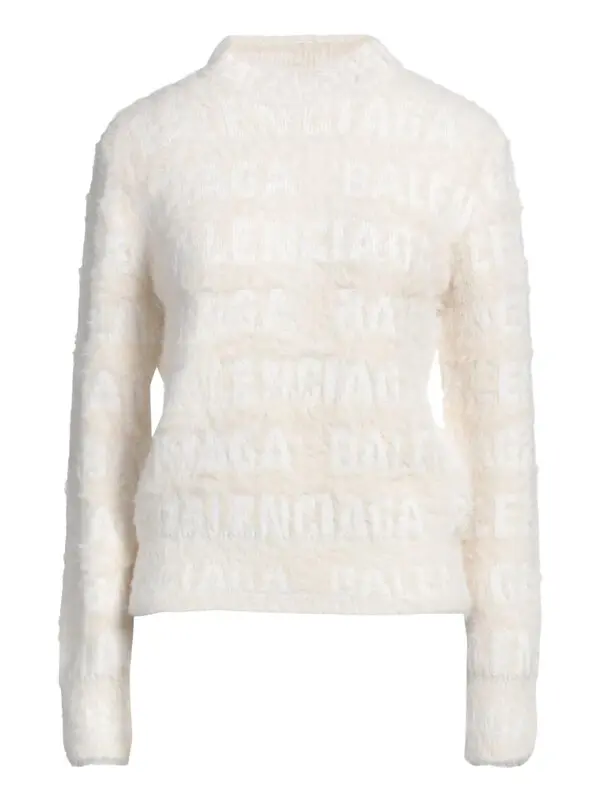 Balenciaga Jacquard-knit Mock Neck Jumper - White