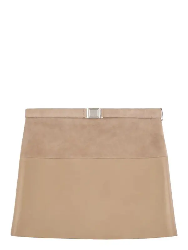 TOD'S Belted Leather Mini Skirt - Light Brown