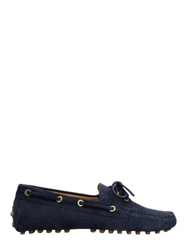 TOD'S Gommino Suede Loafers With Loop Laces And Metal Eyelets - Blue
