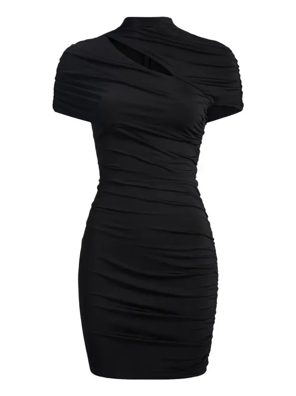 Balmain Draped Jersey Bodycon Dress - Black