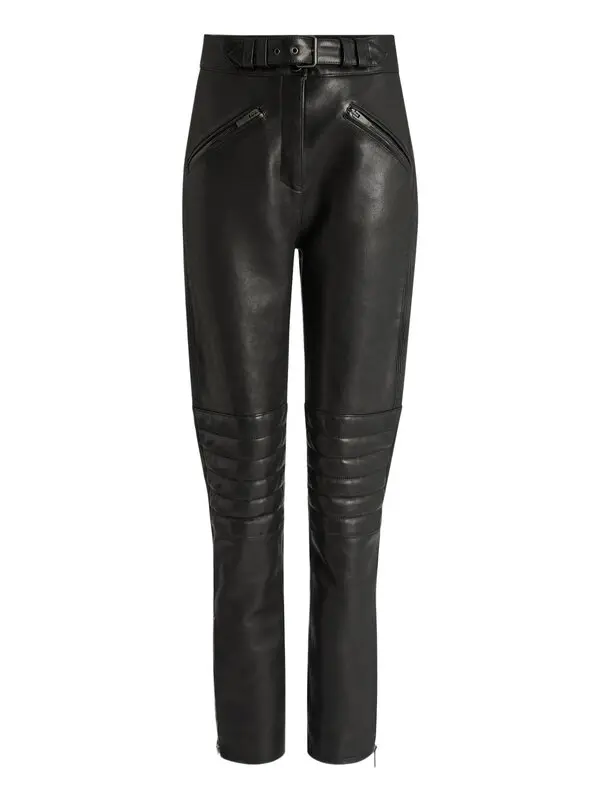Balmain Straight-leg Lambskin Biker Trousers - Black