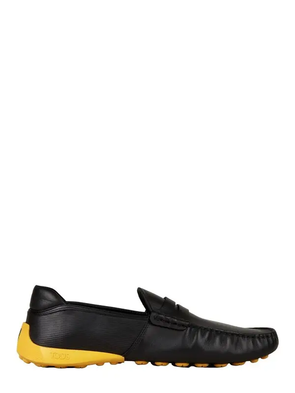 TOD'S Automobili Lamborghini Slip-on Leather Driving Shoes - Black/yellow