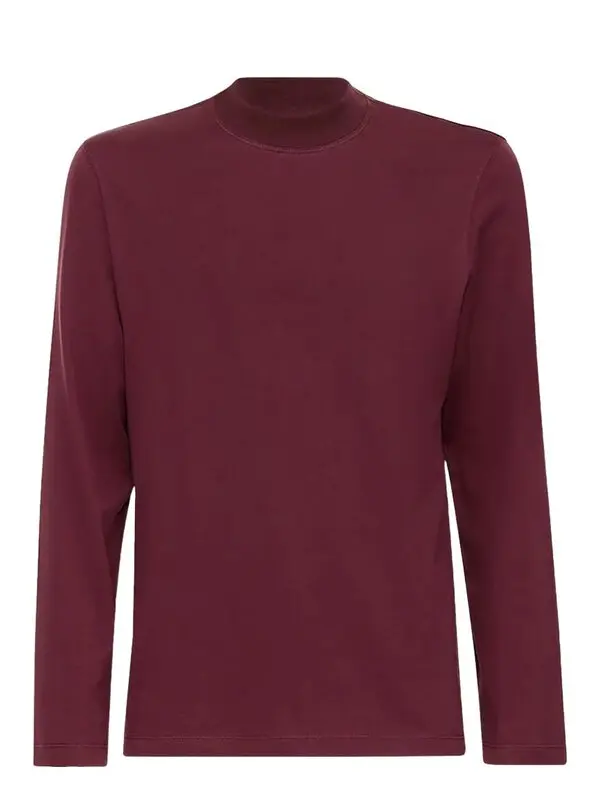 Brunello Cucinelli Cotton Jersey Long-sleeve Mock-neck T-shirt - Deep Fuchsia