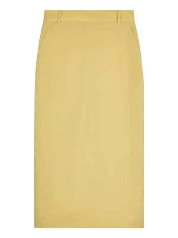 TOD'S Wool Midi Skirt With Slit - Yellow