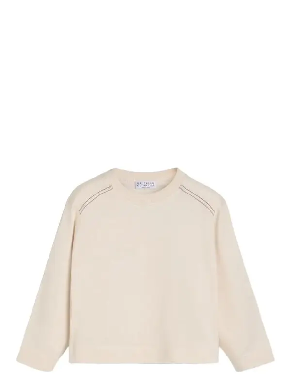 Brunello Cucinelli Cotton Jersey Long Sleeve T-shirt With Monili - Panama