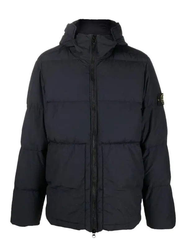 Stone Island Padded Down Jacket With Emblem - Blue