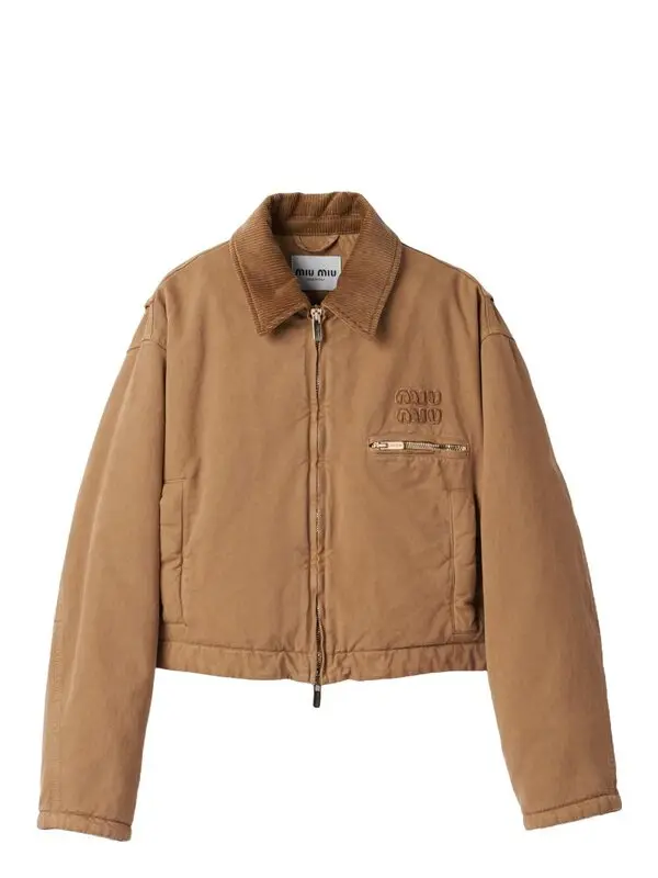 Miu Miu Garment-dyed Gabardine Blouson Jacket - Rope Ash