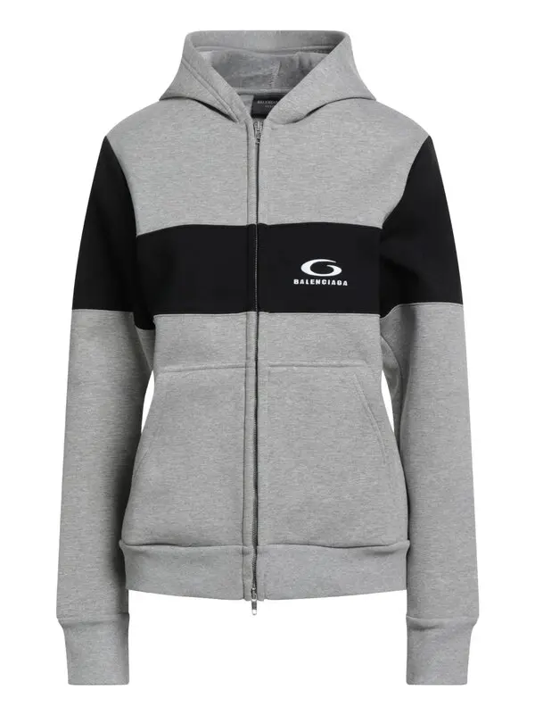 Balenciaga Two-tone Zip-up Hooded Track Jacket - Gray