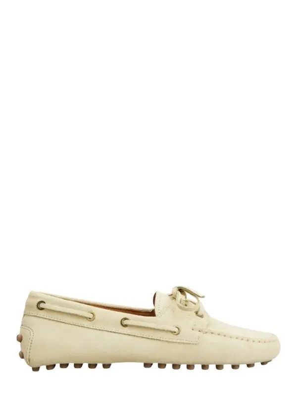 TOD'S Suede Round Toe Loafers With Gommino Sole - Yellow