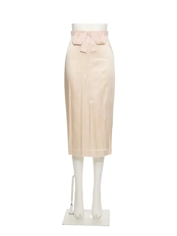 Valentino Garavani High Waist Midi Skirt With Bow Detail - Nude