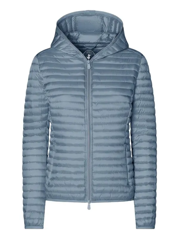 SAVE THE DUCK Hooded Quilted Down Jacket - Gray-blue